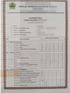 Contoh Transkrip Nilai SMA SMK Kuliah untuk Daftar Beasiswa